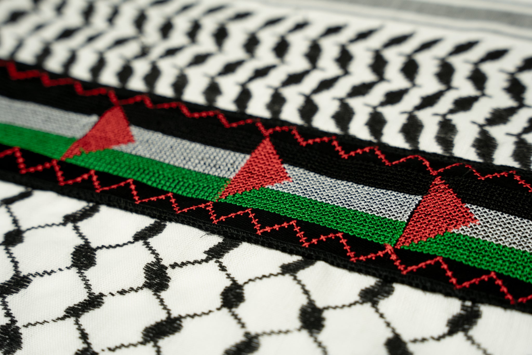 Palestine Embroidered Hirbawi Kufiya (Kuffiyeh) - Holy Land Dates