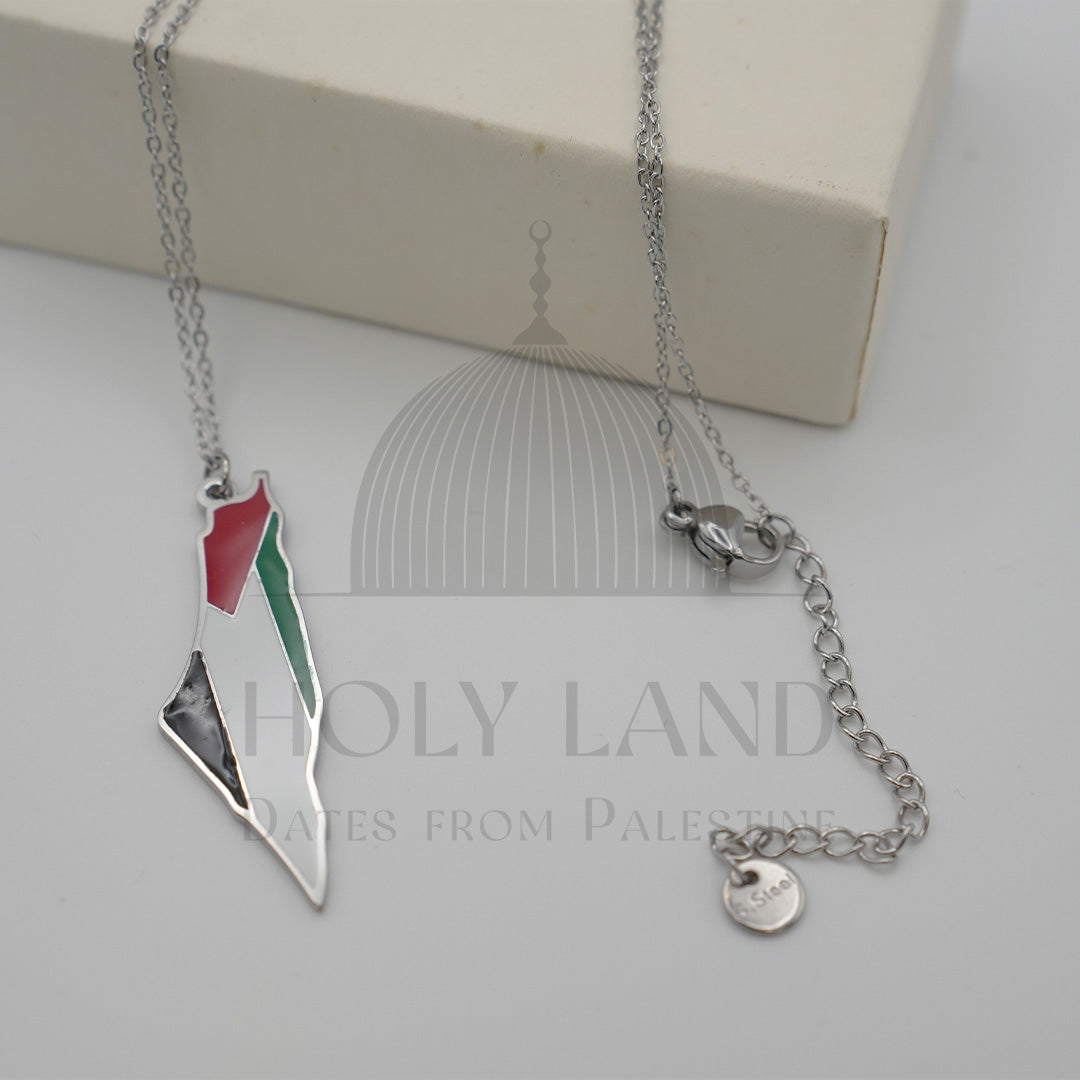 Palestine Flag (Silver) Necklace - Holy Land Dates